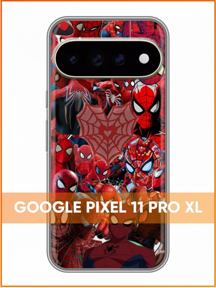 Чехол для Google Pixel 11 Pro XL с принтом для мальчиков Человек паук фон (Гугл Пиксель 11 про XL)