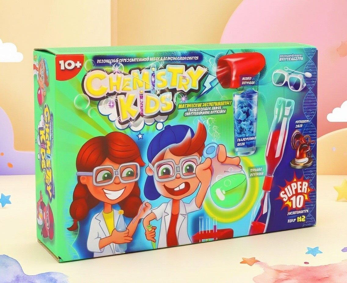 Набор Danko Toys "Chemistry Kids", 10 магических экспериментов, инструкция, реквизит