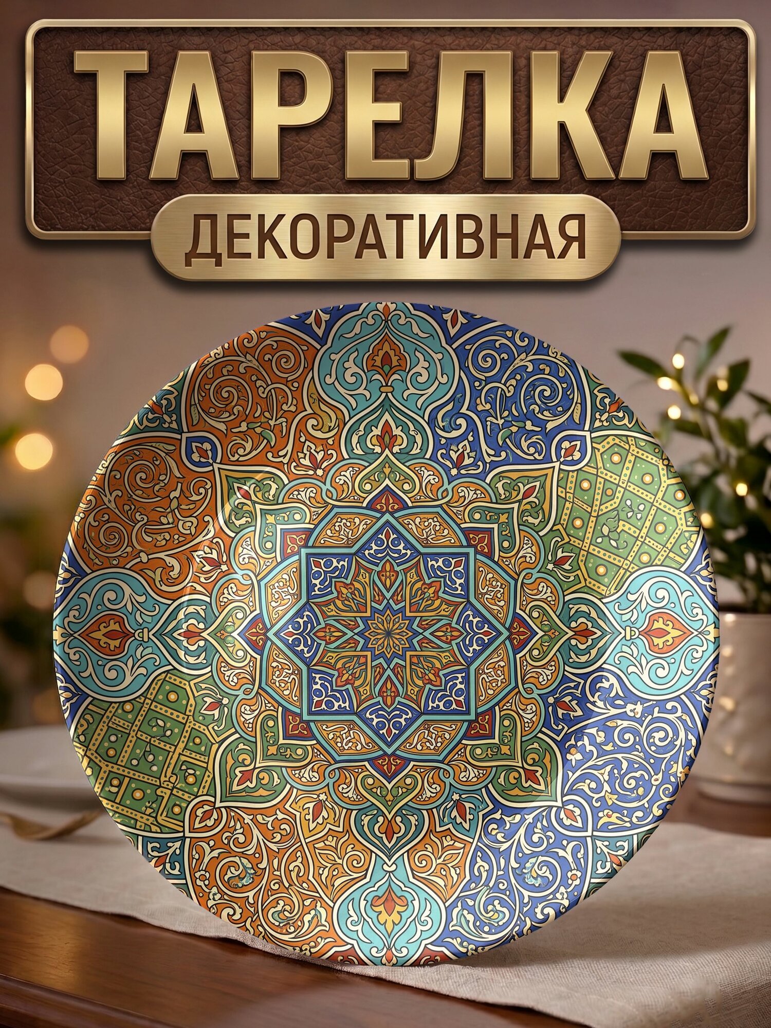 Тарелка декоративная Яркие узоры