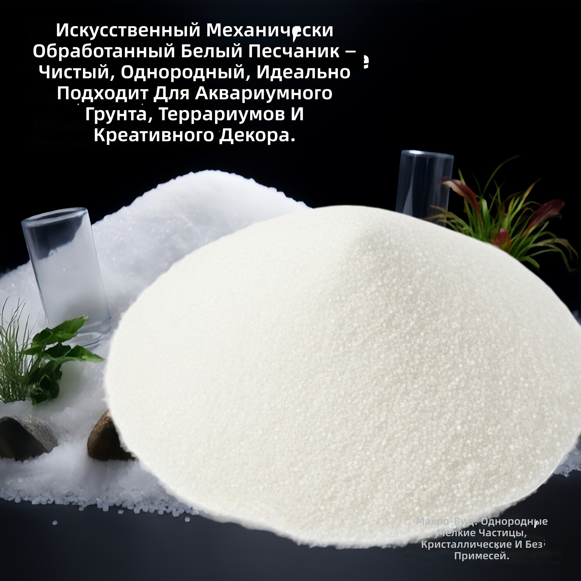 Искусственный белый песок 0,9 фунта (408 г) для аквариумов, террариумов, ваз и садового декора