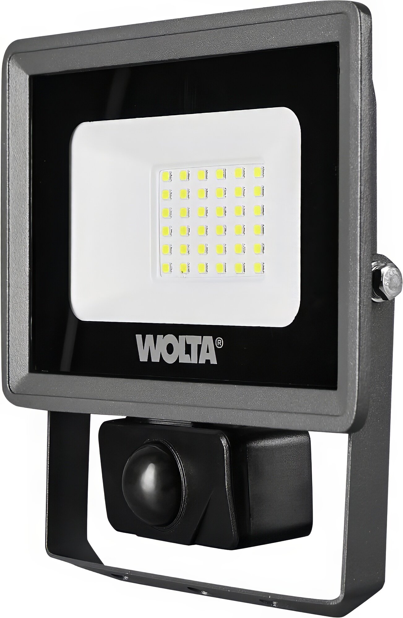 Прожектор светодиодный уличный Wolta WFL-30W/08S 30 Вт 5700 К IP65 нейтральный белый свет с датчиком движения