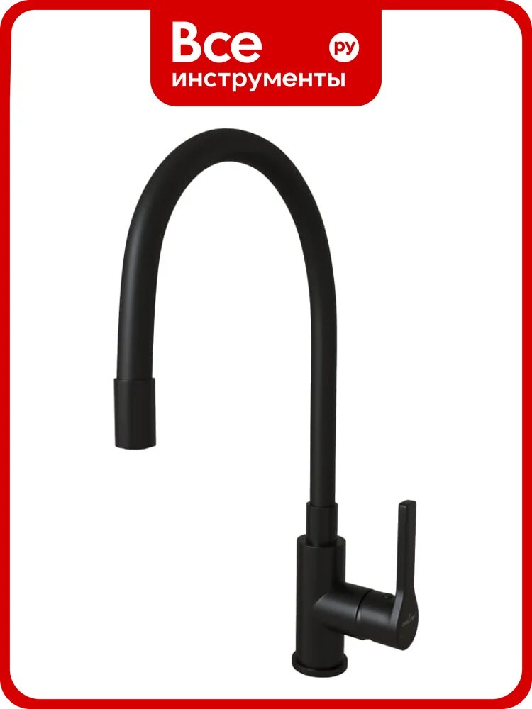 Смеситель для кухни MIXLINE "Round black" картридж 35 мм, гибкий излив, боковая ручка ml23-097 553222