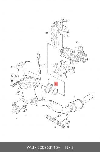 Прокладка Приёмной Трубы Audi A1 2010 (VAG 5C0253115A)