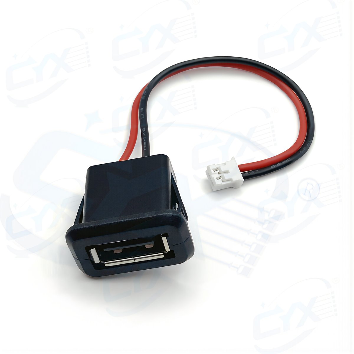 USB 2.0 прямая прессованная сварная гнездо с двумя проводами без разъёма для внутренней установки в игрушки светильники приборы, USB 2.0 прямая прессованная сварная гнездо 2 провода с PH2.0