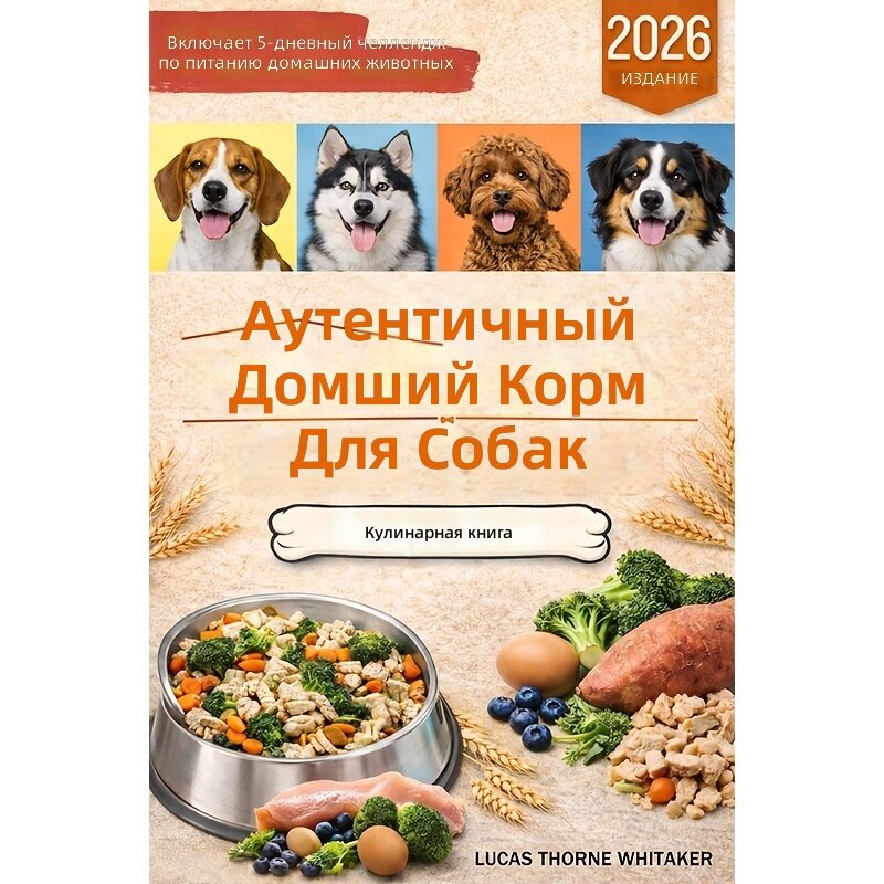 Книга рецептов домашней еды для собак: гипоаллергенные рецепты для питомцев всех размеров, планы питания и руководство по кормлению (мягкая обложка)