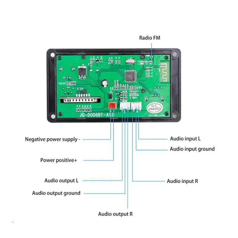 Плата декодера MP3 DC 12V, усилитель, автомобильный радиоприемник, плата декодера Bluetooth V5.0 (черная).