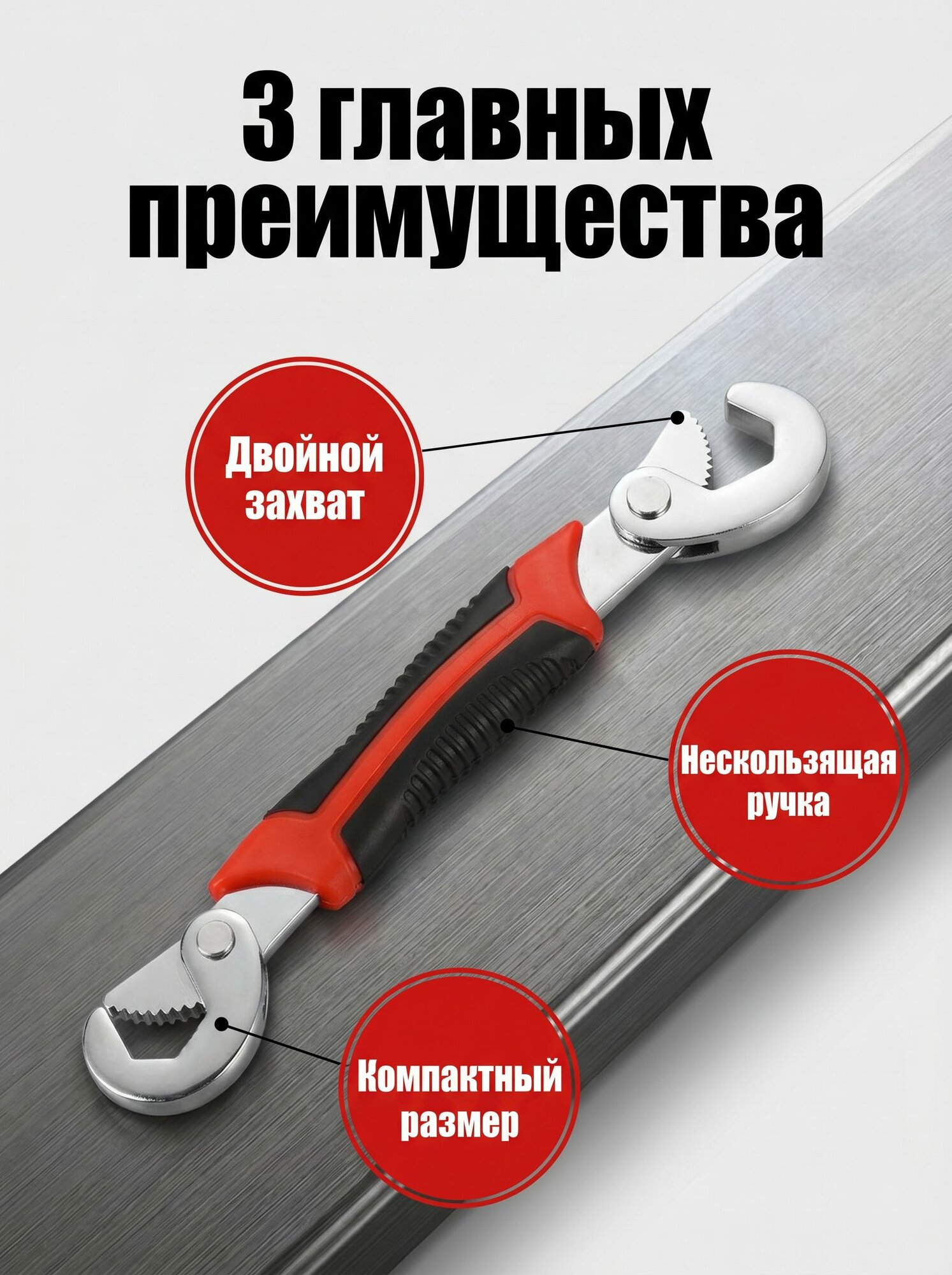 1шт Многофункциональный универсальный разводной ключ с двумя рабочими головками