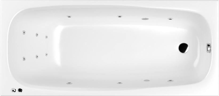 Акриловая ванна WHITECROSS Layla Slim LINE 180x80 см, встраиваемая, с гидромассажем, белая, с каркасом, со сливом-переливом