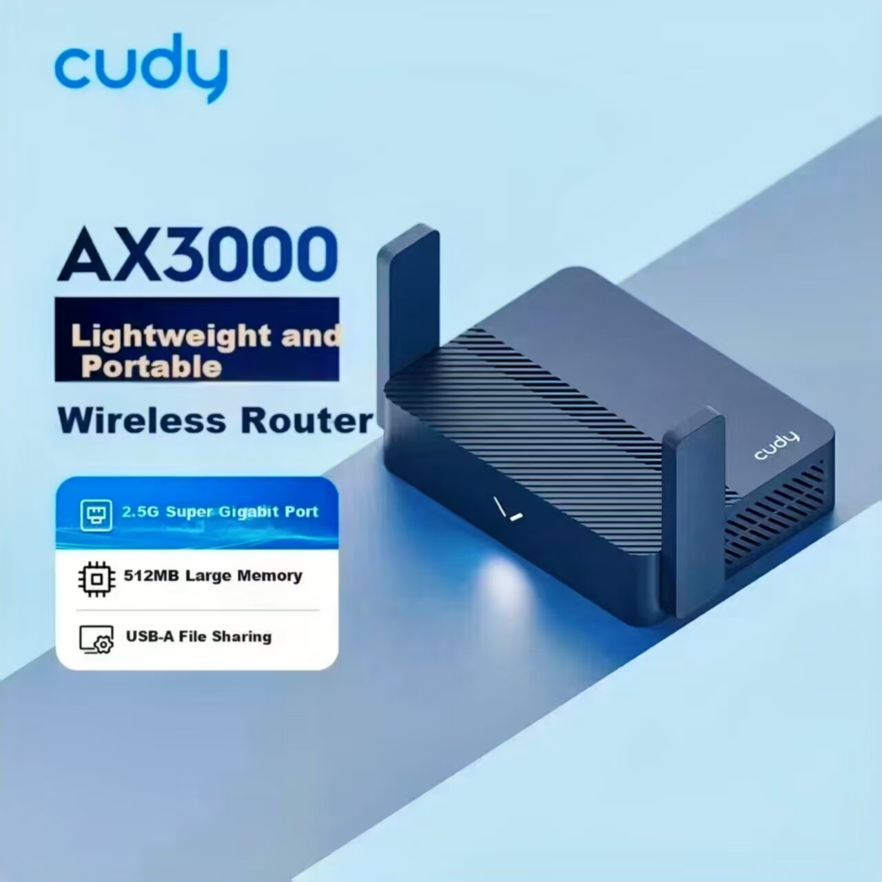 Маршрутизатор CUDY TR3000 Wi‑Fi 6 двухдиапазонный 2,5G портативный, вер-сия256МБ, AX300