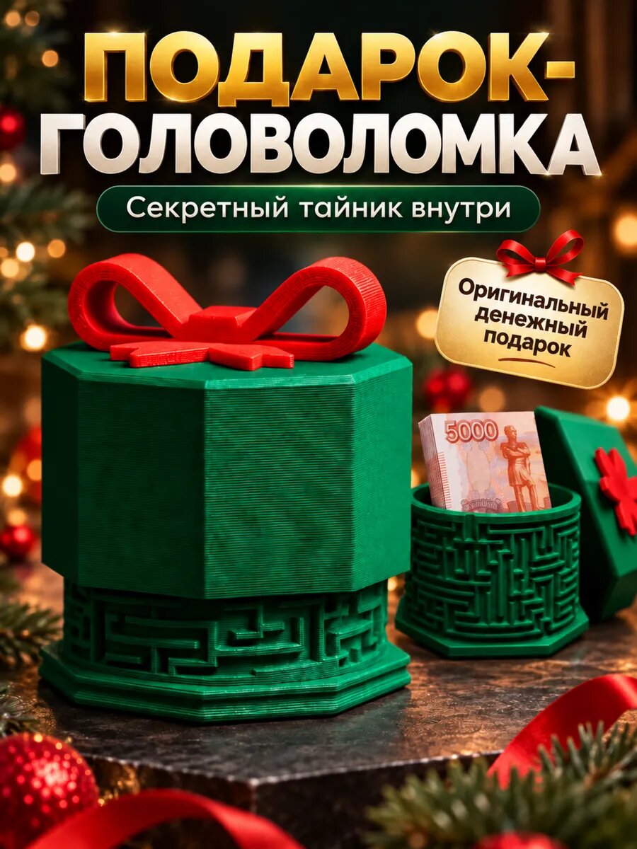 Подарочная коробка головоломка лабиринт для денег с тайником