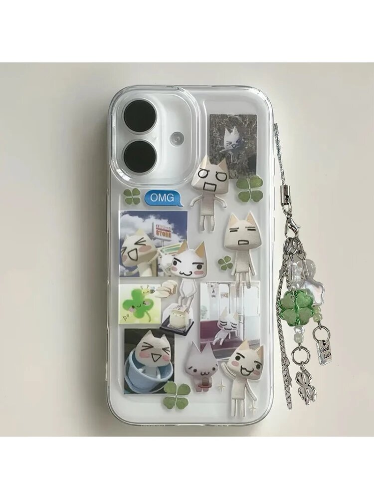 Чехол для iPhone 11 с котиками и клевером, With Widget