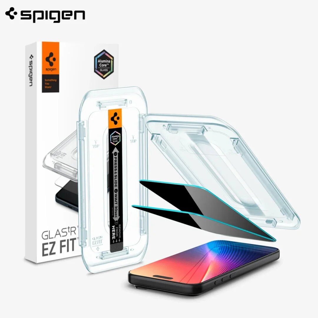 2 шт. защитного стекла Spigen Glas.tR EZ Fit Sensor для iPhone 18 17 16 15 14 ProMax с Айфон 16 Про