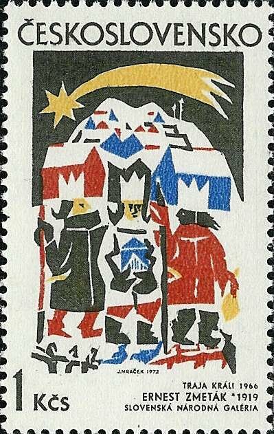 (1972-014) Марка Чехословакия "Три короля" Чешская и Словацкая графика III