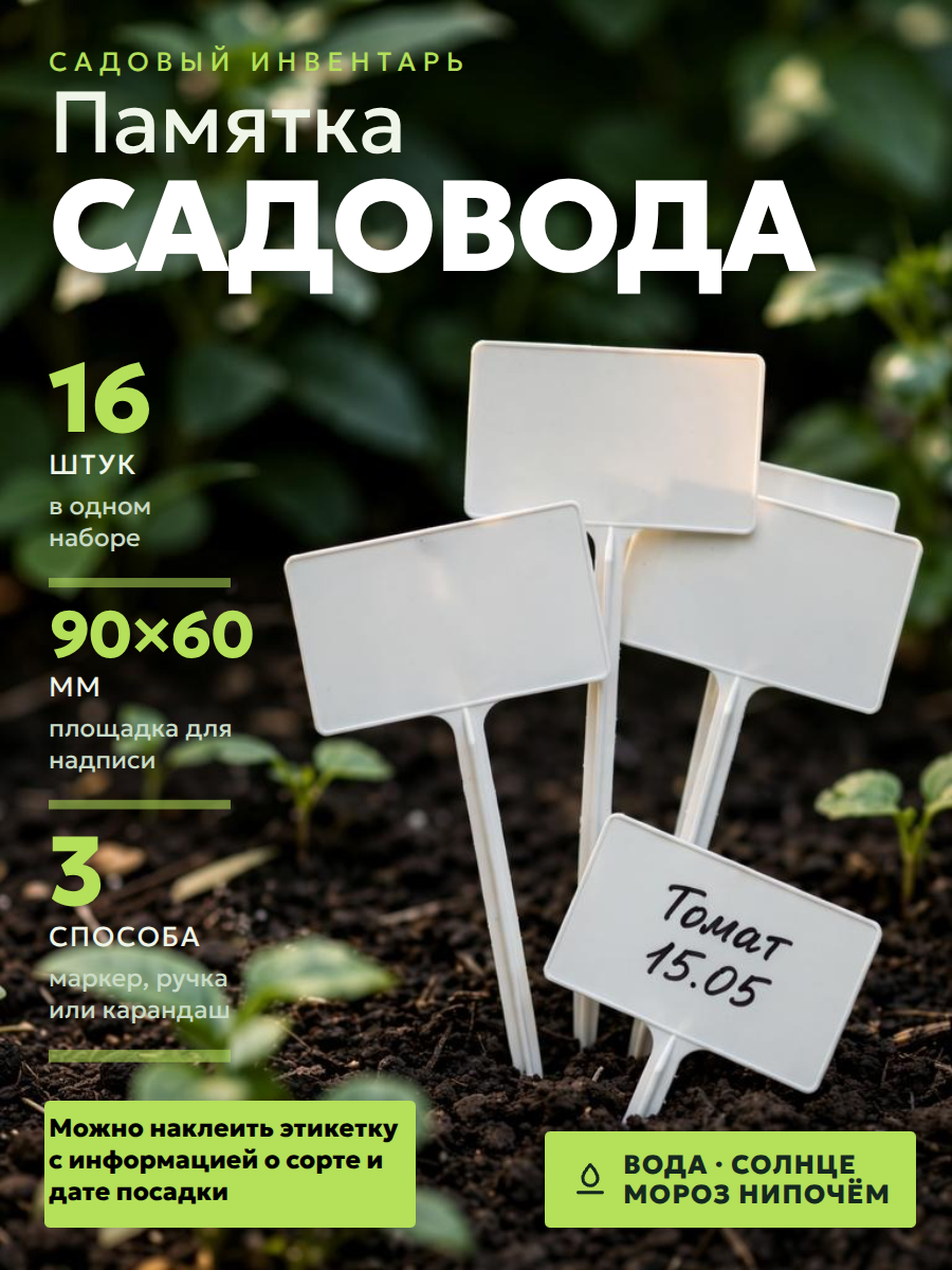 Табличка садовая Памятка садовода 16 шт