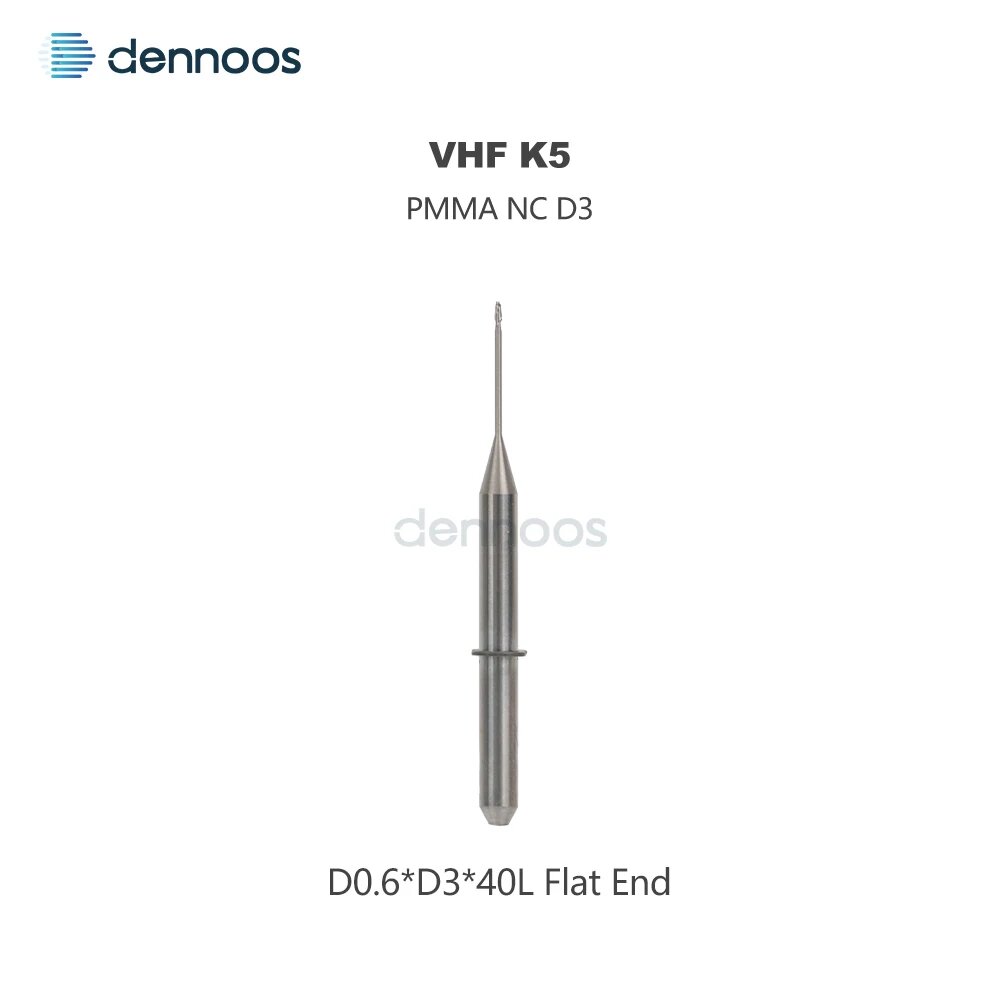 Фрезы денноос VHF K5/E5 для циркония и ПММА D3 Diamond DC NC 0.6 for PMMA FlatEnd