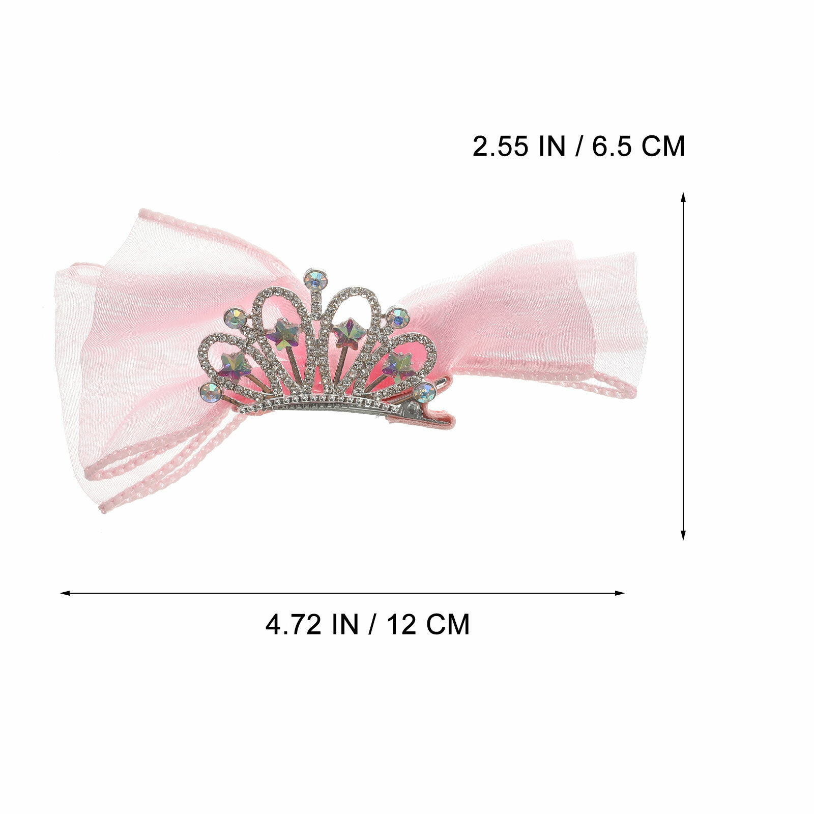 Клипсы Для Волос С Бантиком И Короной Розового Цвета 12X6.5Cm