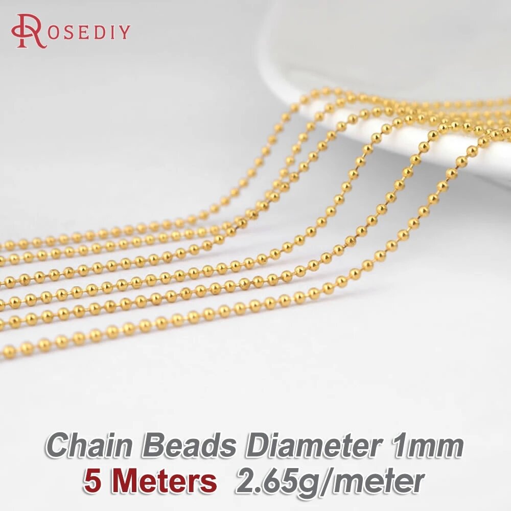 Бусины Rosediy медные круглые 1 мм, 1,2 мм, 1,5 мм, 2 мм Бежевый, 30315-Gold Color