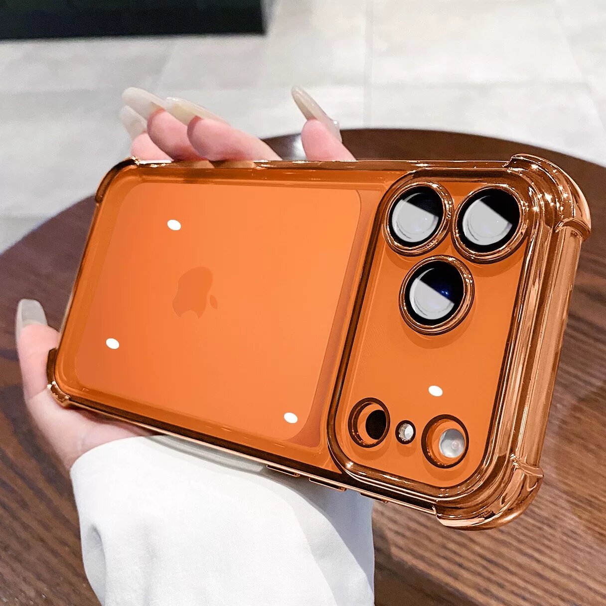 Чехол для iPhone 17 Pro Max с защитой линз в звездном оранжевом, матовый задник