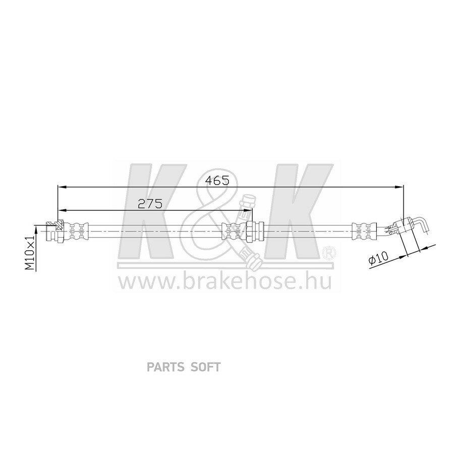 Шланг тормозной Mazda Demio (DW) 96- передний \ K&K FT5202 K&K FT5202 | цена за 1 шт