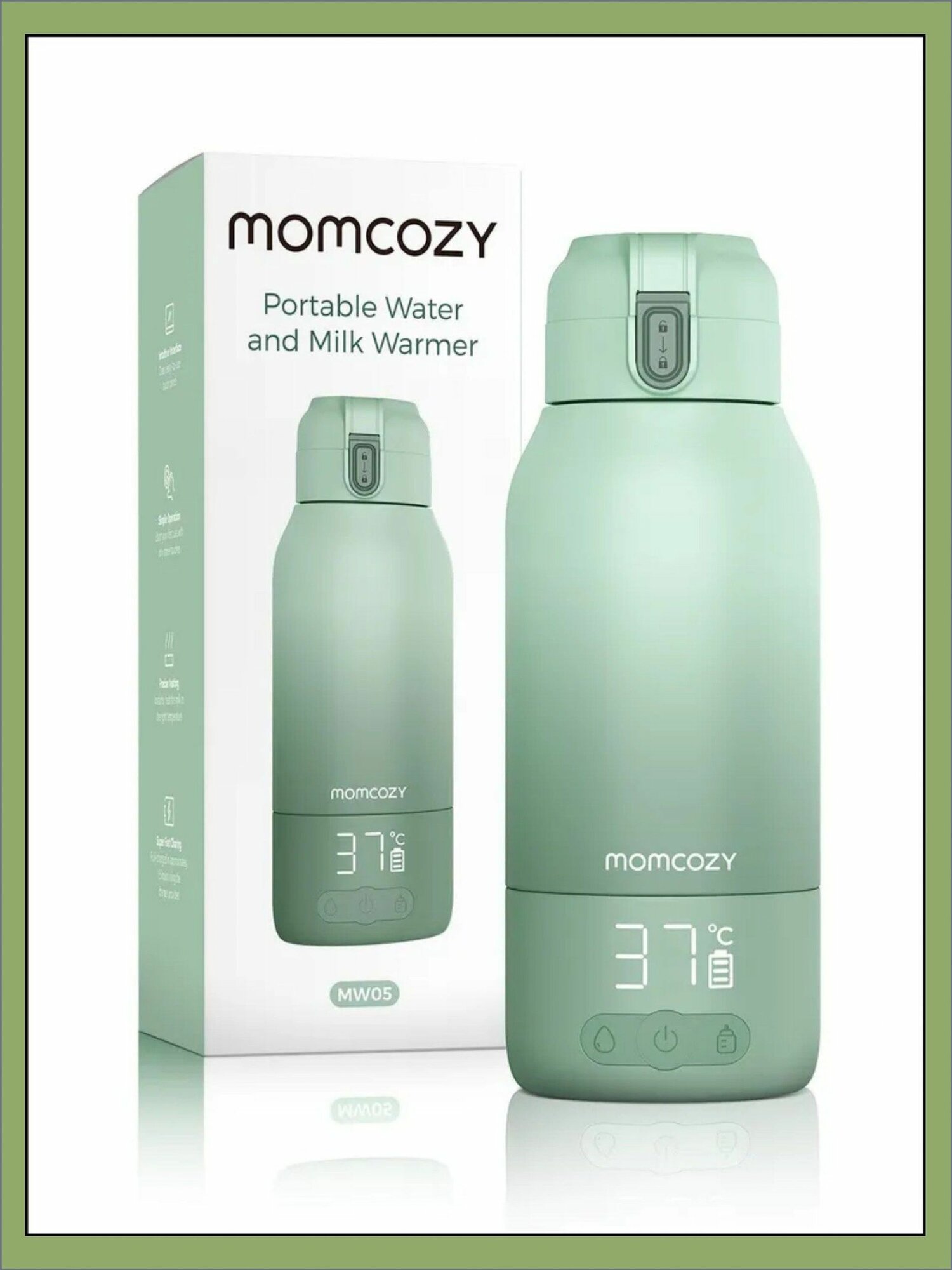 Подогреватель для молока и воды Momcozy MW05, портативный, цвет зеленый