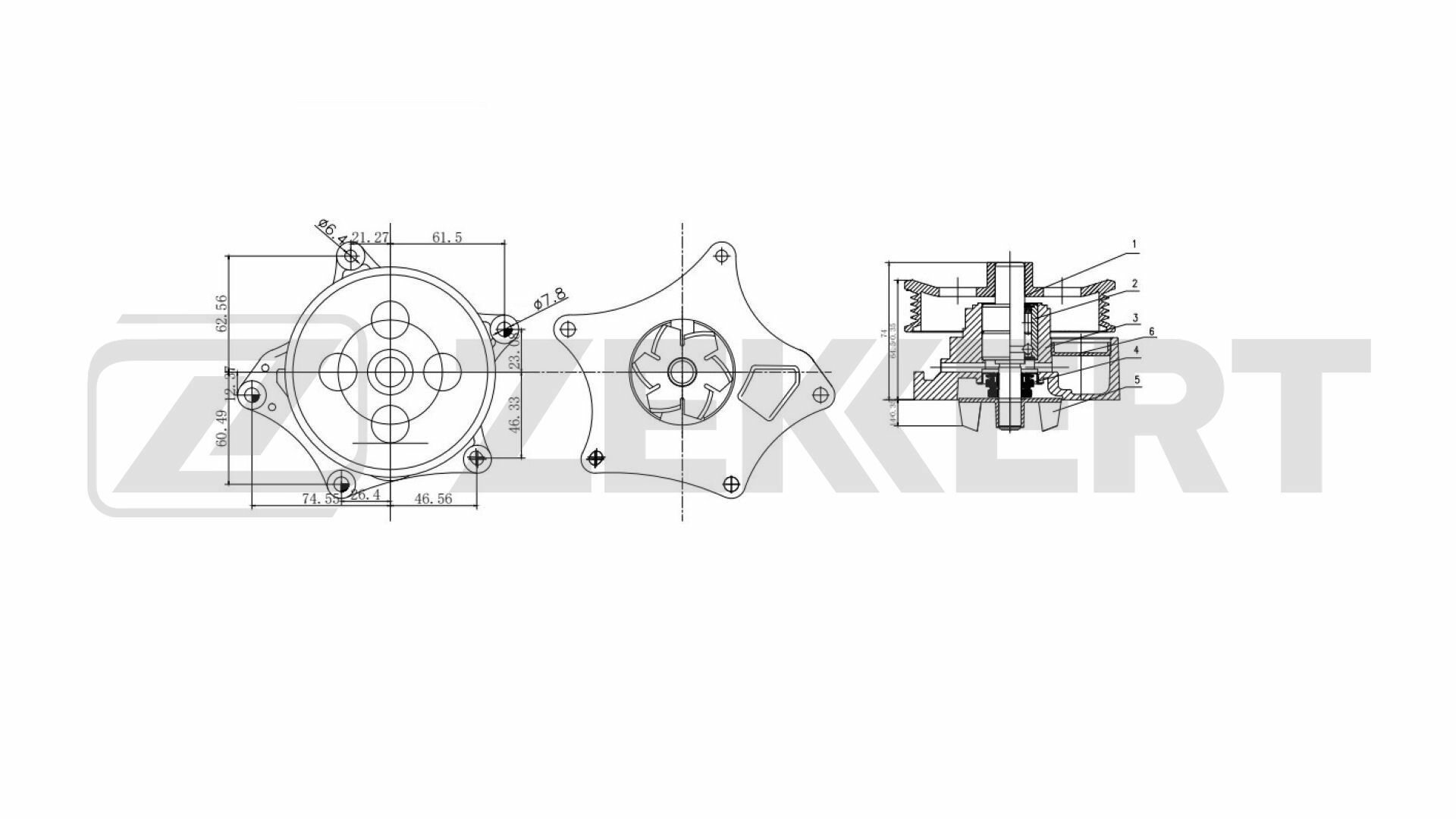 Помпа водяная для Opel Adam 14-, Astra K 15-, Corsa E 14-, Insignia B 17-