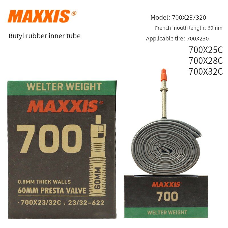MAXXIS 700x23-32 мм внутренняя камера для шоссейного велосипеда с французским клапаном, толщина 0,8 мм