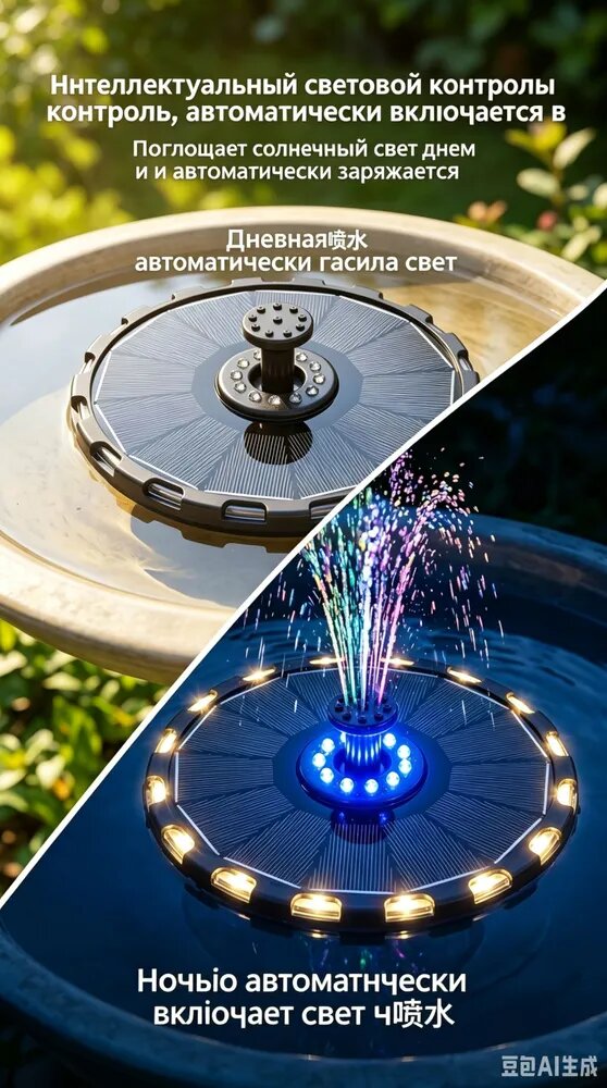 Фонтан садовый с подсветкой