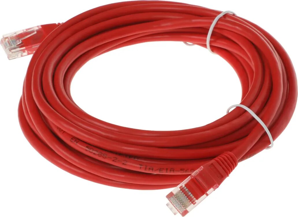Патч-корд LanMaster вилка RJ-45, вилка RJ-45, кат.5E, ПВХ, 5м, красный