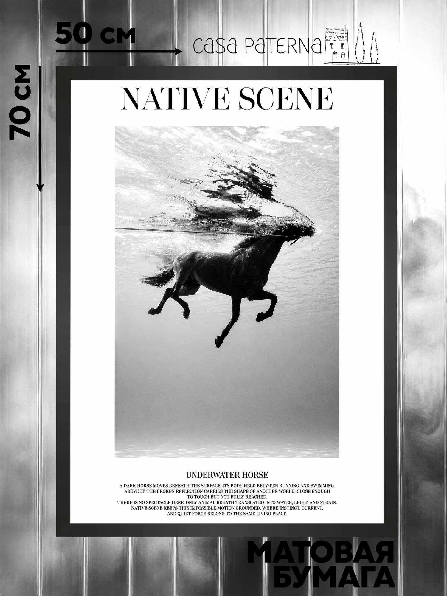 Постер на стену 50х70 Native Scene #12, черно-белая фотография для интерьера, чб без рамки Casa Paterna