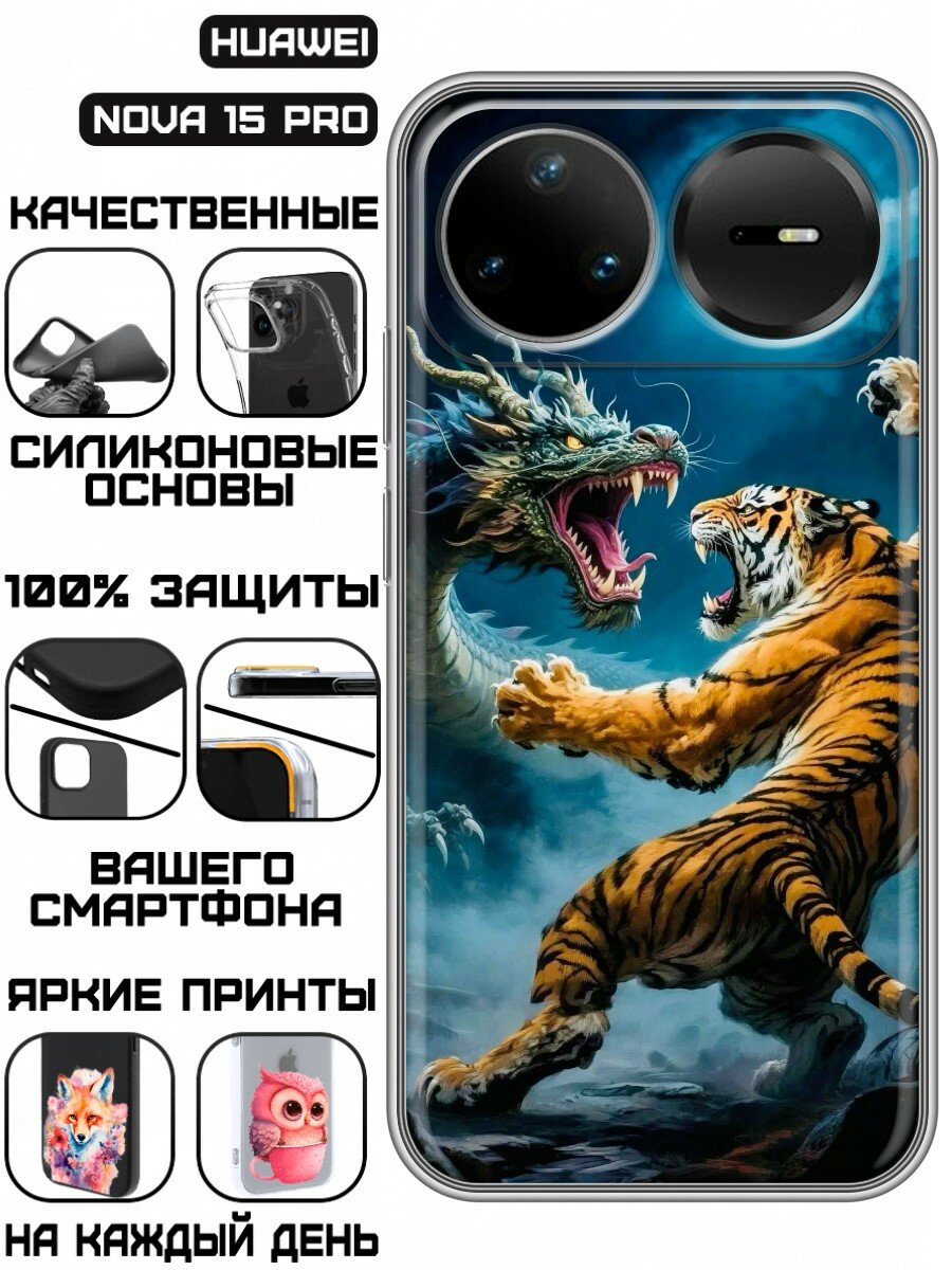 Чехол для Huawei Nova 15 Pro с принтом Тигр (Хуавей Нова 15 Про)
