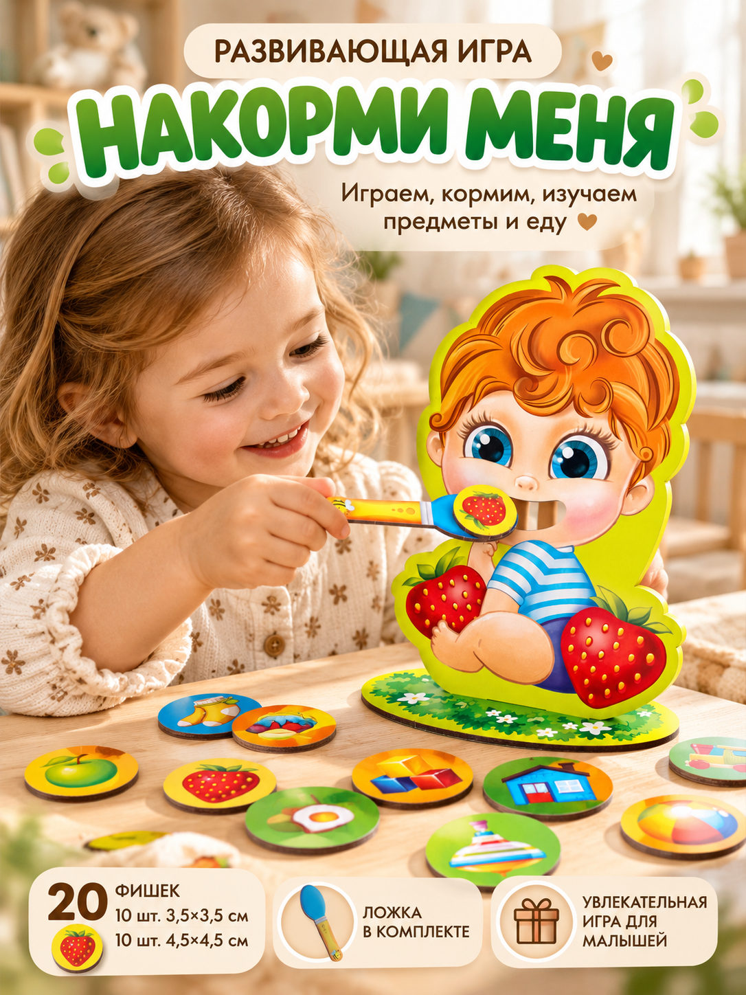 Дидактические игры и материалы «Накорми меня» деревянная, лесная мастерская