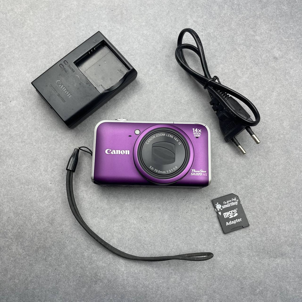 Цифровой компактный фотоаппарат Canon PowerShot SX220 HS, фиолетовый