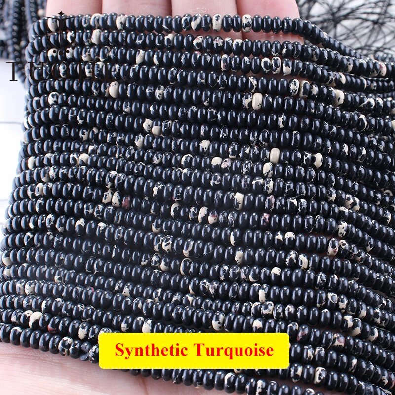 Бусины TUO JIE из агата 2х4 мм 20black turquoise