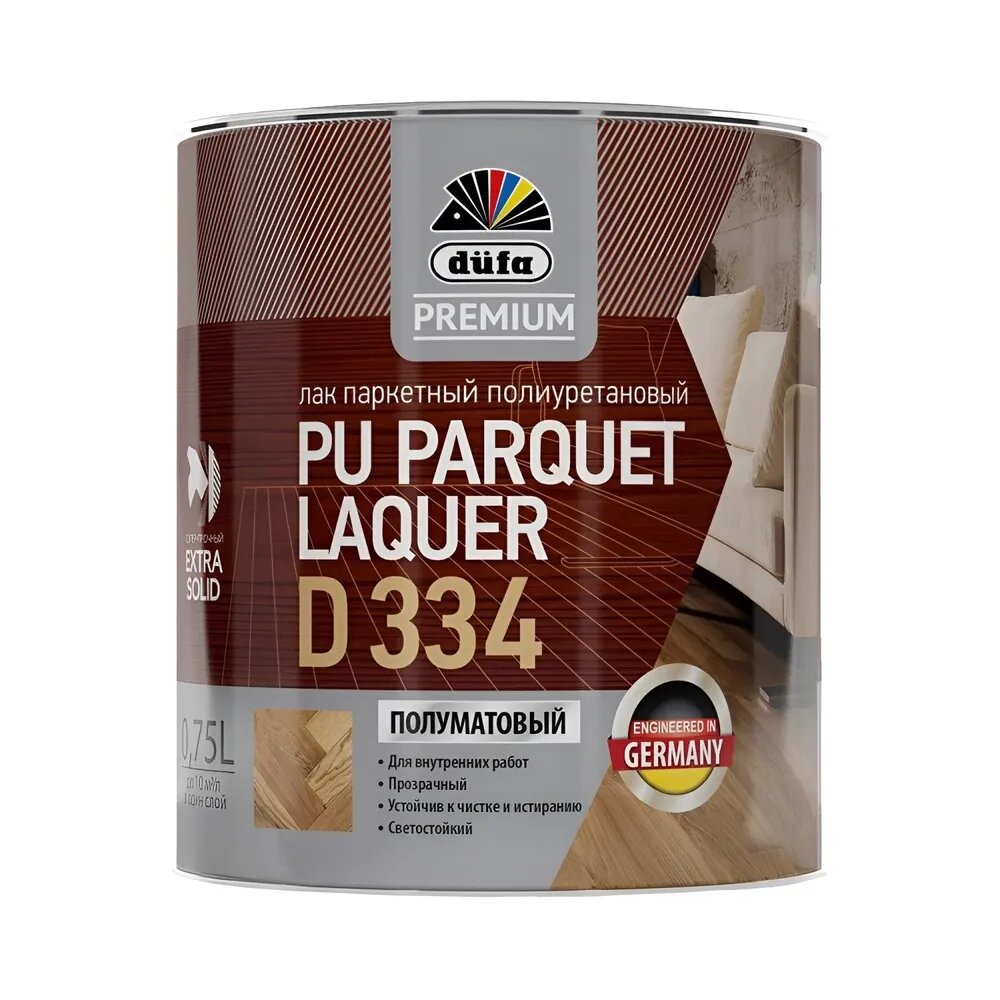 Лак паркетный полиуретановый Dufa Premium PU Parquet Laquer D334 полуматовый (0,75л)