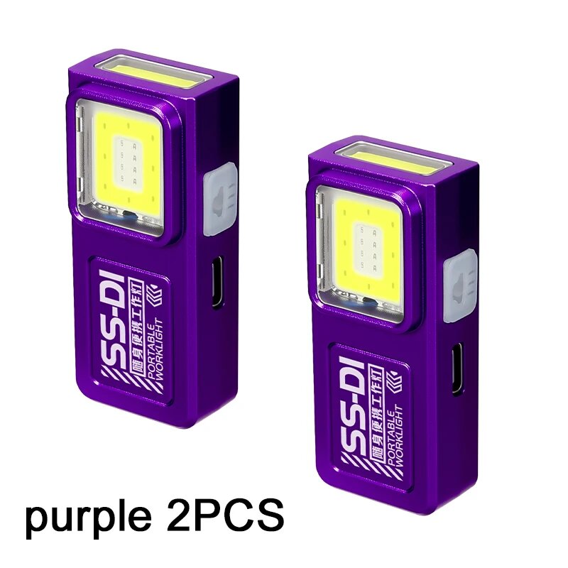 XIWANGFIRE Портативный Фонарик COB LED 450 Люмен Purple 2PCS
