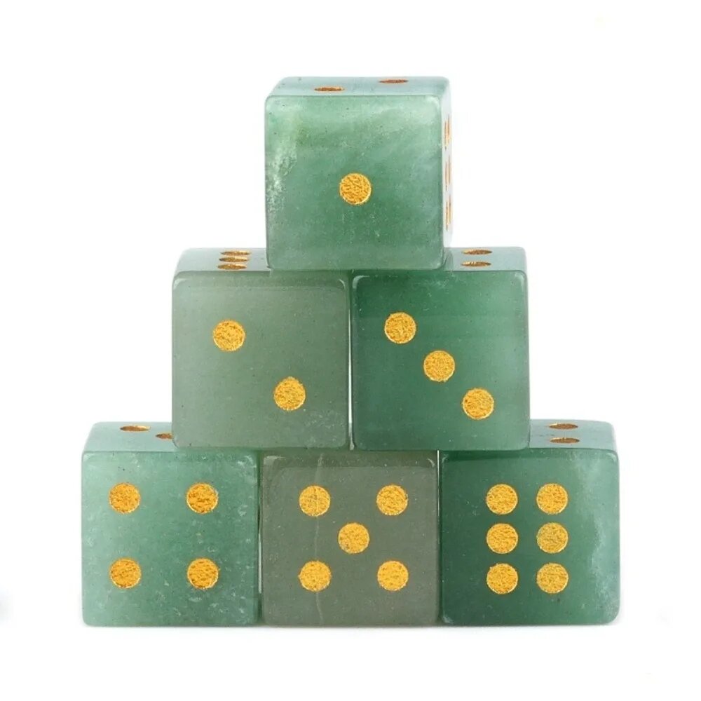 Кубики из кварца D6 16мм для настольных игр Green Aventurine 1pc