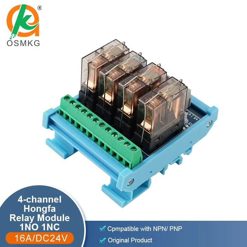 4-канальный модуль реле Hongfa DC24V 16A для ПЛК