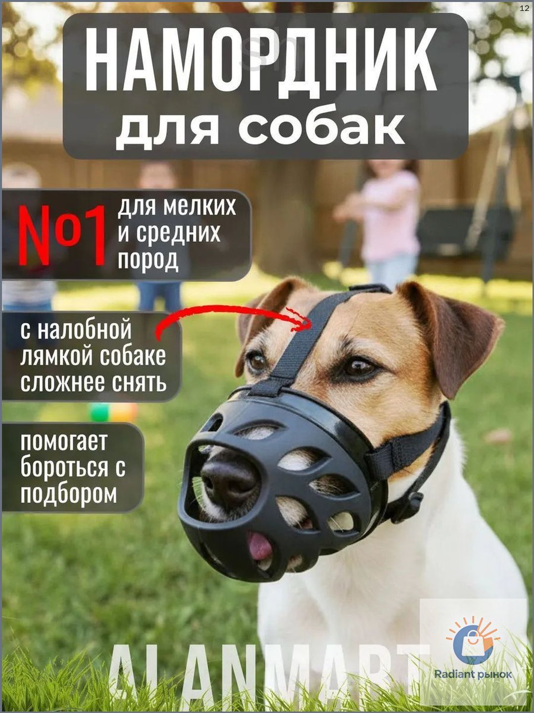 Намордник для собак мелких и средних пород, размер №1 S-M для джек рассела, спаниеля, басенджи, вест хайленд терьера, пуделя, таксы цверг шнауцера пинчера щенков, силиконовый