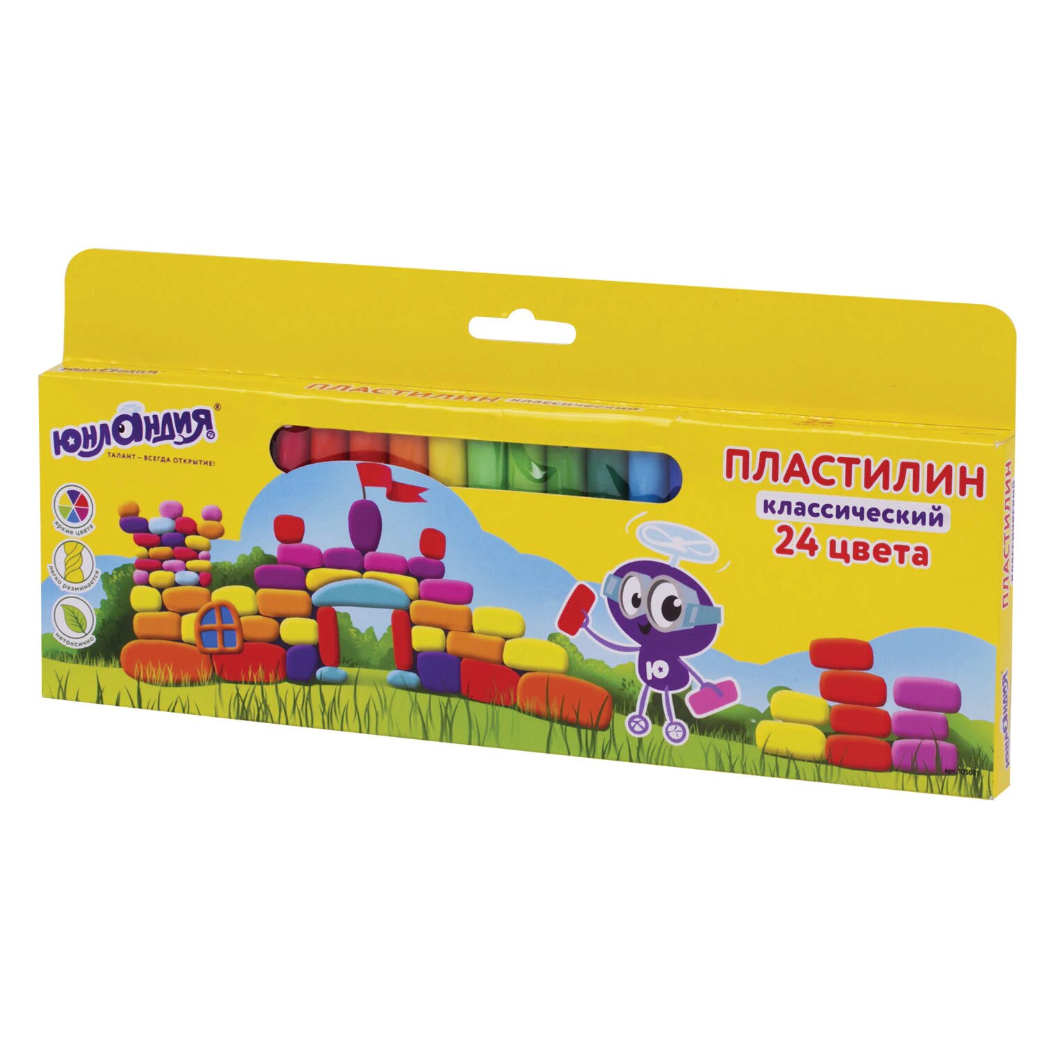 Пластилин классический юнландия "юнландик-архитектор", 24 цвета, 480 г, высшее качество, 105031