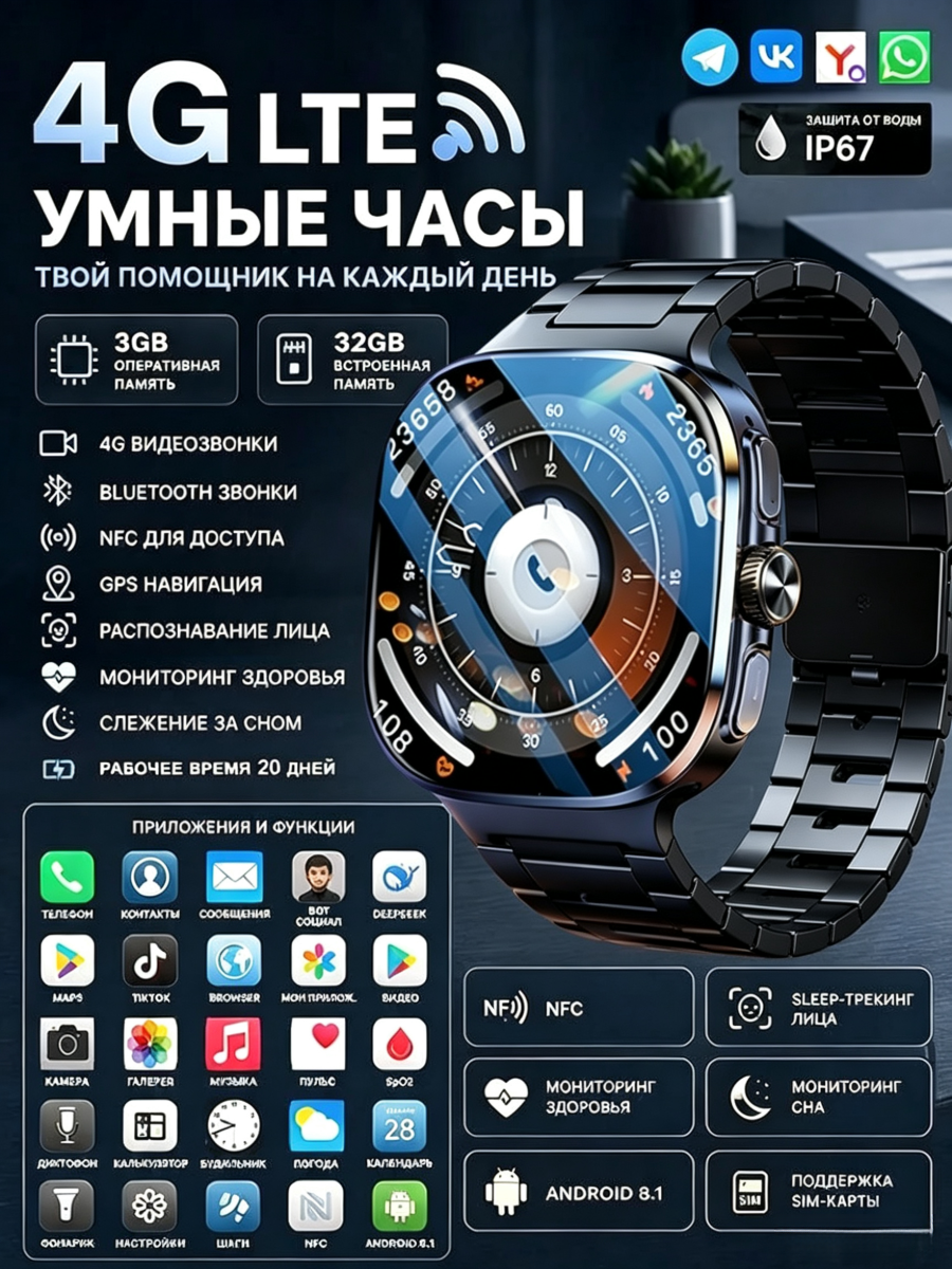 Смарт-часы JITE, универсальные для мужчин и женщин, поддержка SIM-карты, GPS, с камерой, Google Play
