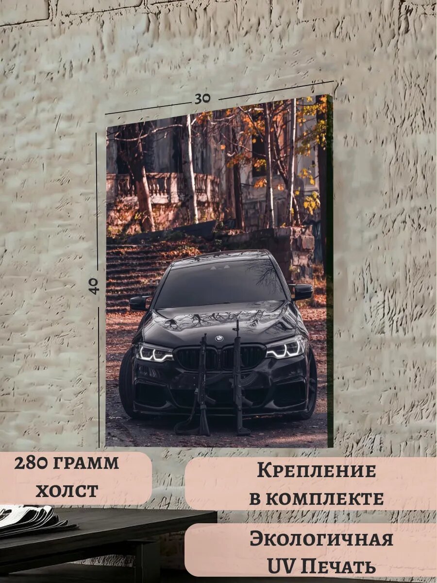 Картина 30х40 Автомобиль BMW БМВ машина природа осень