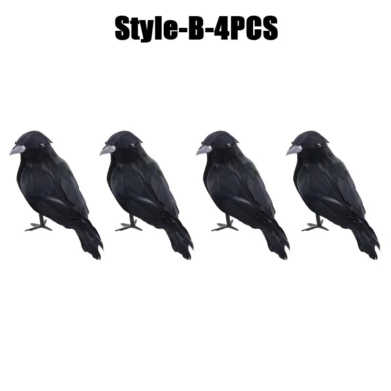 Декор вороны черная, Style B-4PCS