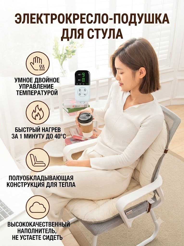 Ligtmor Подушка на стул 45x90 см 1 шт микровелюр слоновая кость