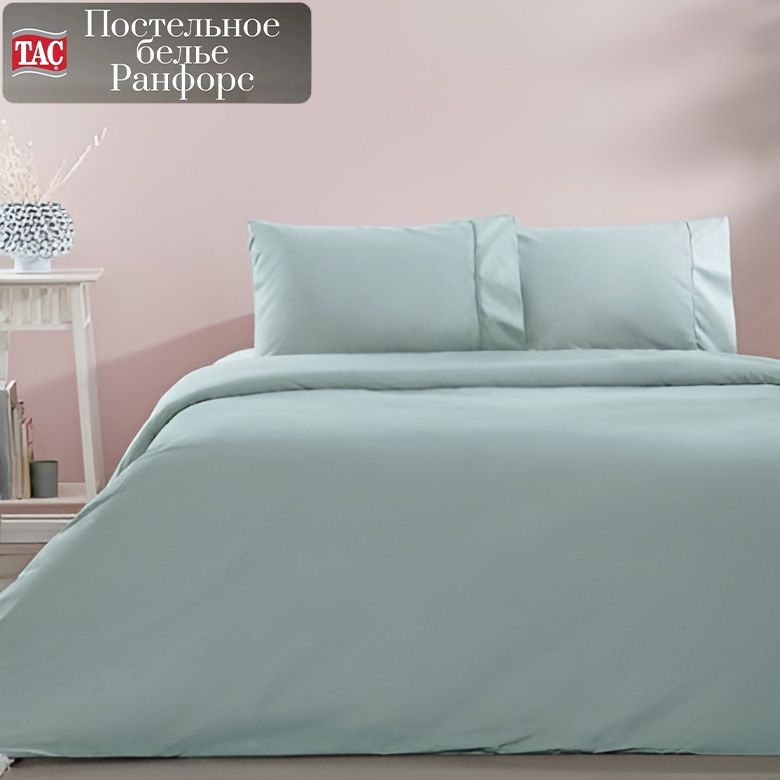 TAC Комплект постельного белья Евро 200x220 см, наволочки 50x70, цветсветло-зеленый