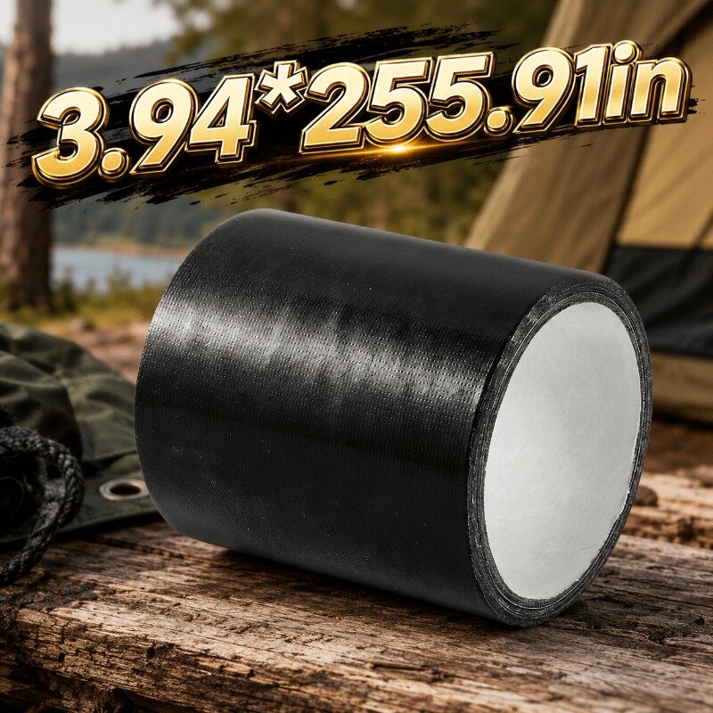 Самоклеящаяся лента для ремонта ткани, 1 рулон, черный цвет, 3,94 x 255,91 дюйма