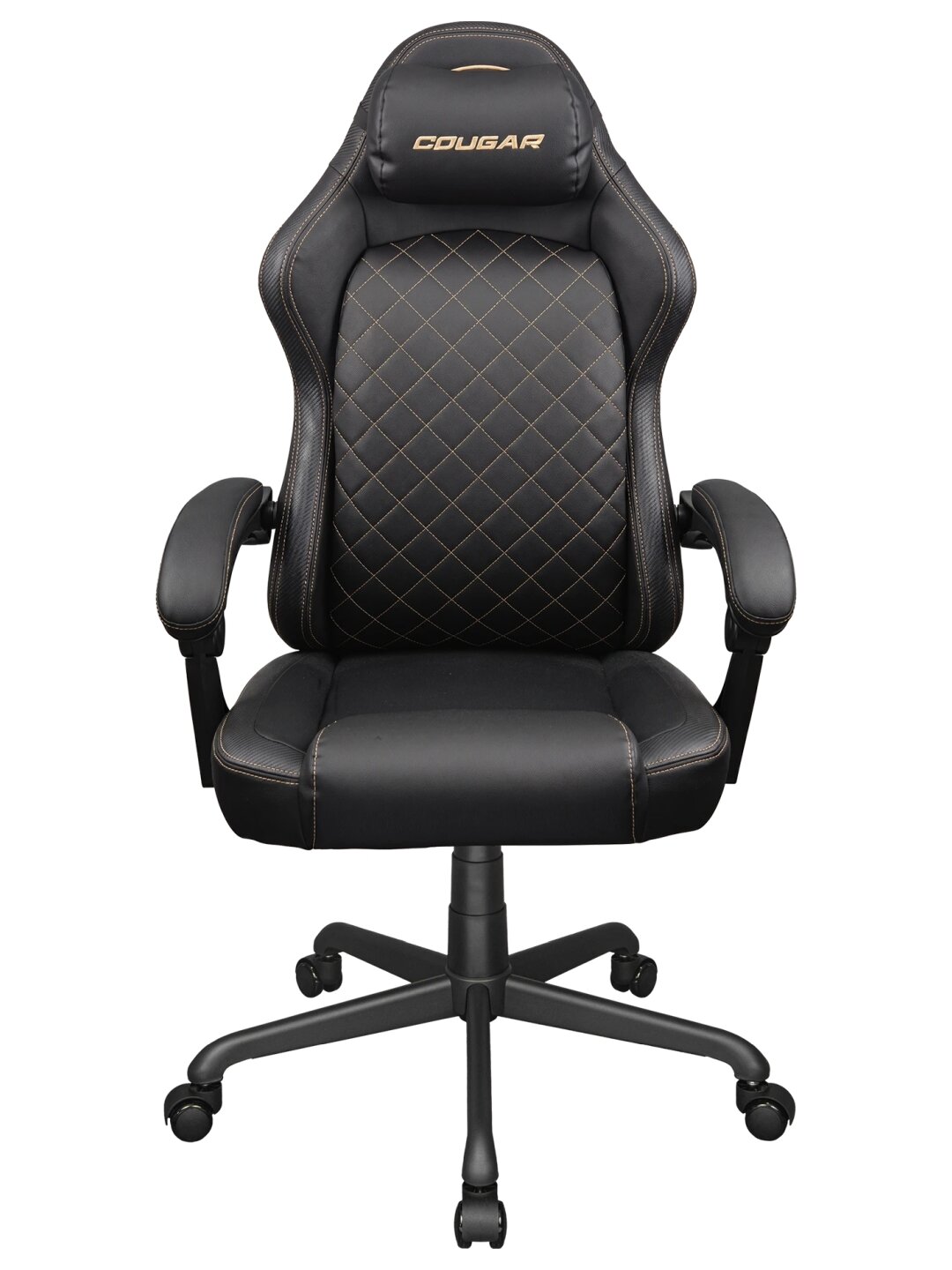 Компьютерное игровое кресло Cougar FUSION EX (3MFXLGLB. VP01), наклон 130, нагрузка 120 кг, экокожа, черный/золотой