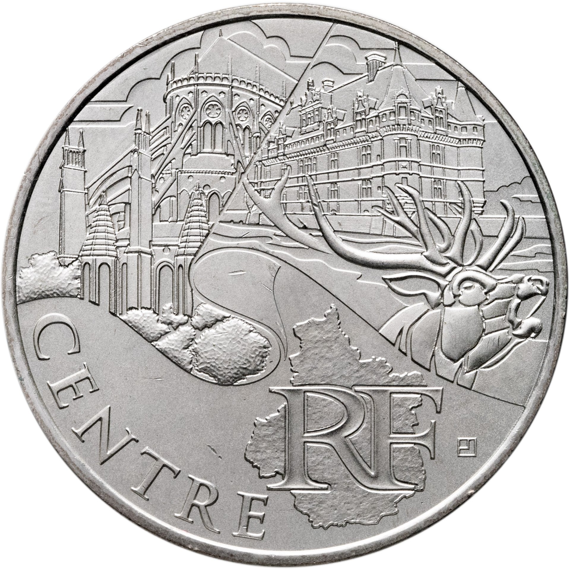 Франция 10 евро 2011 "Регионы Франции - Центр", Серебро 500, в сохранности UNC