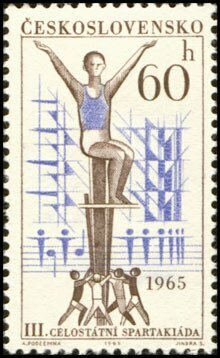(1965-037) Марка Чехословакия "Гимнастика" 3-я Национальная спартакиада (2) III