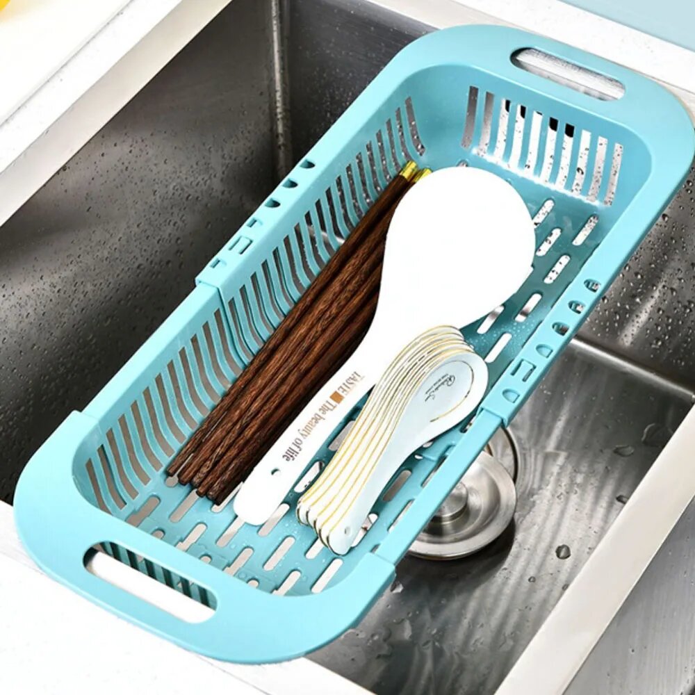 Telescopic sink storage rack grey — фото 1