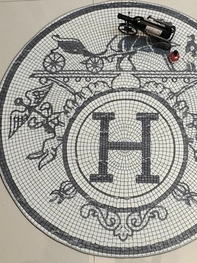 Ковер Hermes, круглый, 200x200 см, 3D, белый с серым, с сумкой для хранения — фото 1